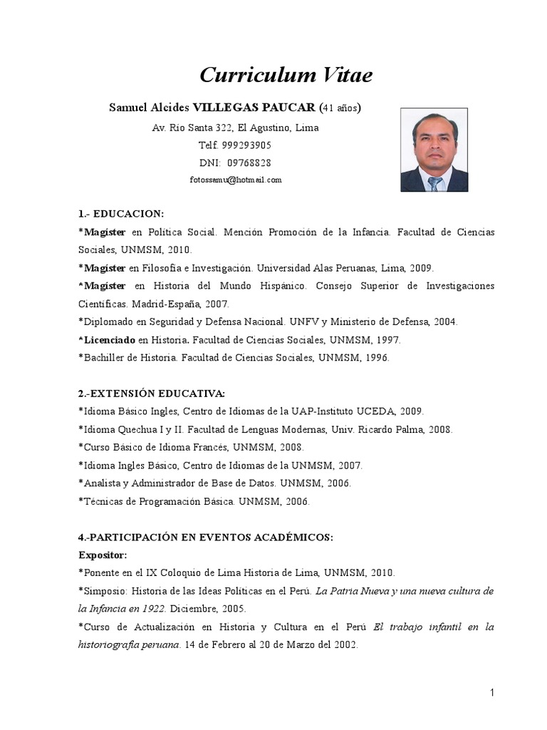 Curriculum Vitae | PDF | Perú | Lima