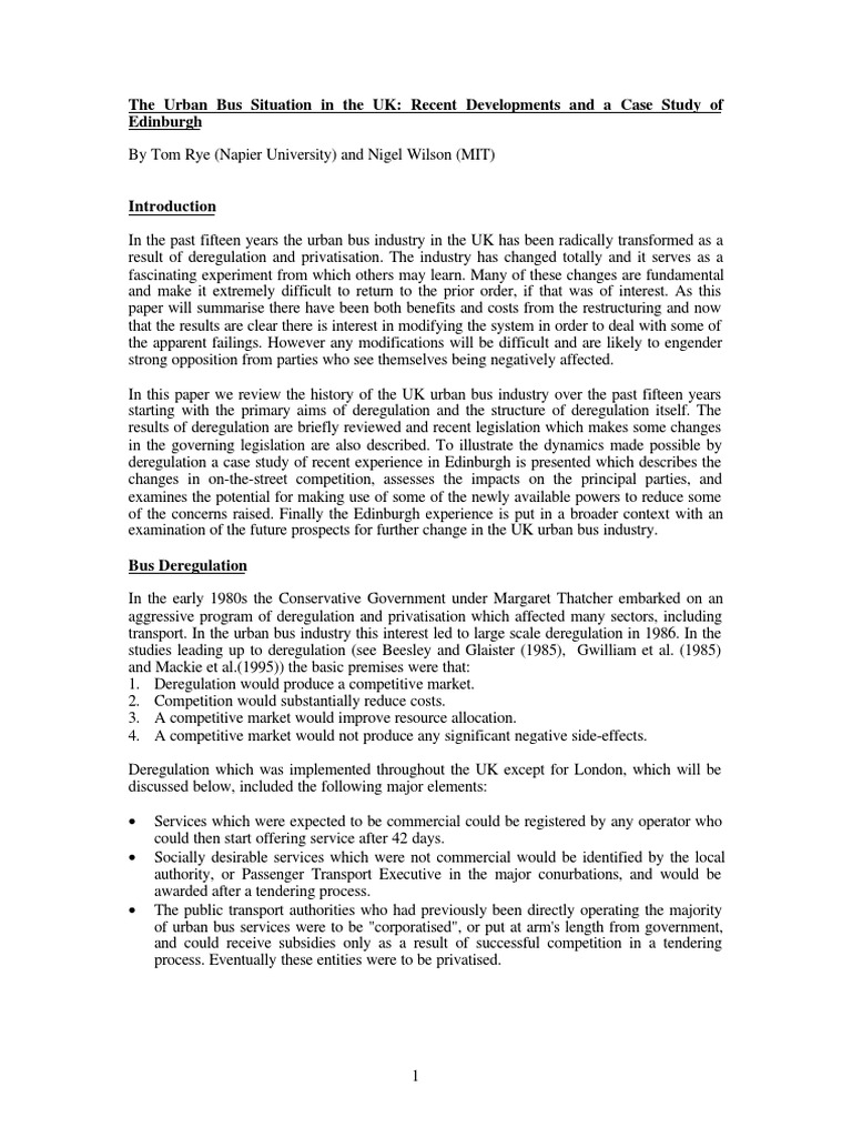 Urban Bus Situation in The UK | Download Free PDF | Deregulation | Bus