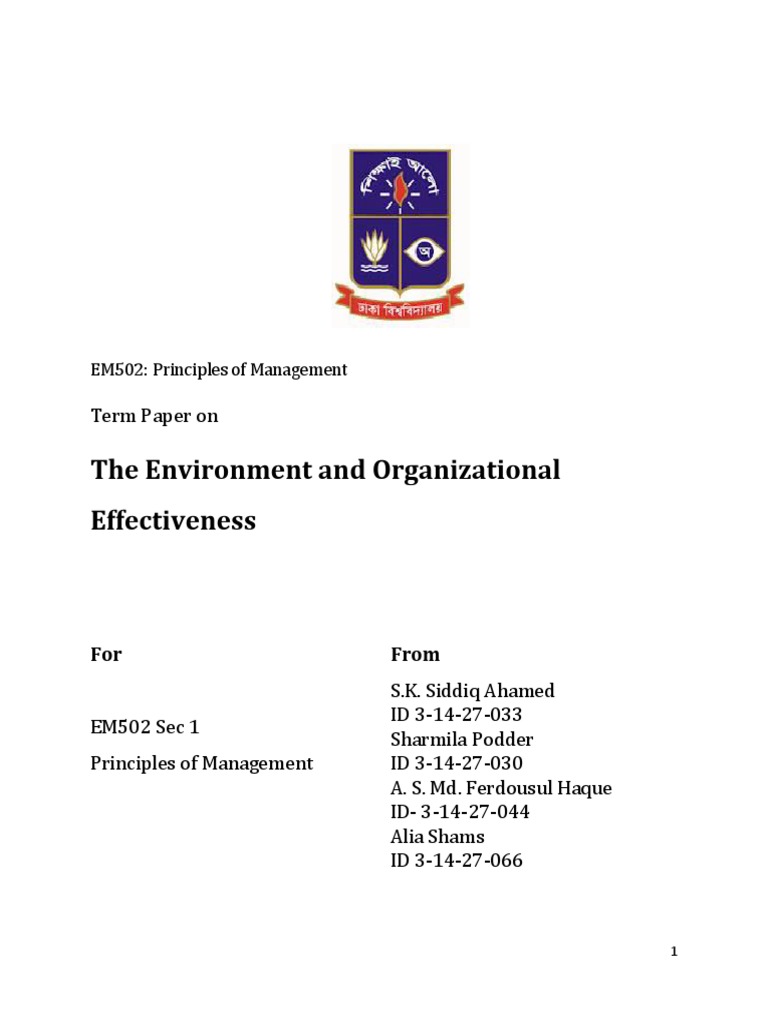 Organizational Environment and Effectiveness | PDF | Strategic ...
