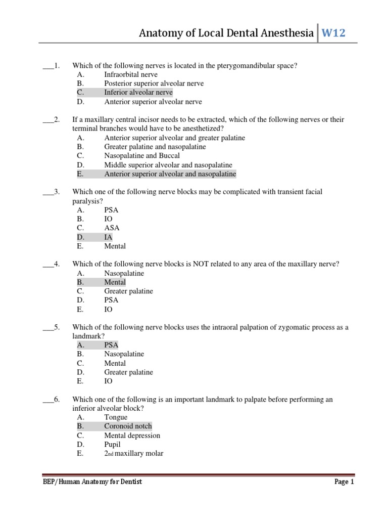 Dental Anesthesia Questions | Download Free PDF | Face | Animal Anatomy