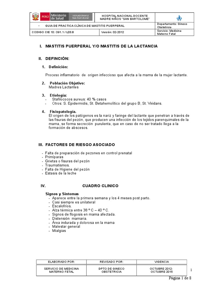 GPC Mastitis Aprobada-Dr - Parra | PDF | Pecho | La salud de la mujer