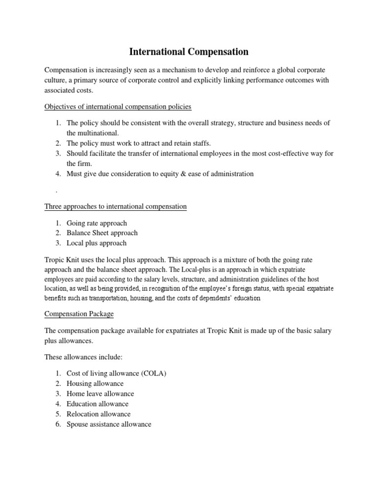 International Compensation Strategies | PDF