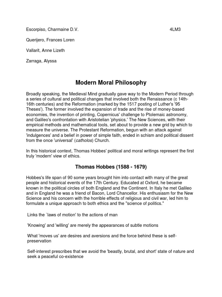 Modern Philosophy Notes | PDF | Immanuel Kant | Reason