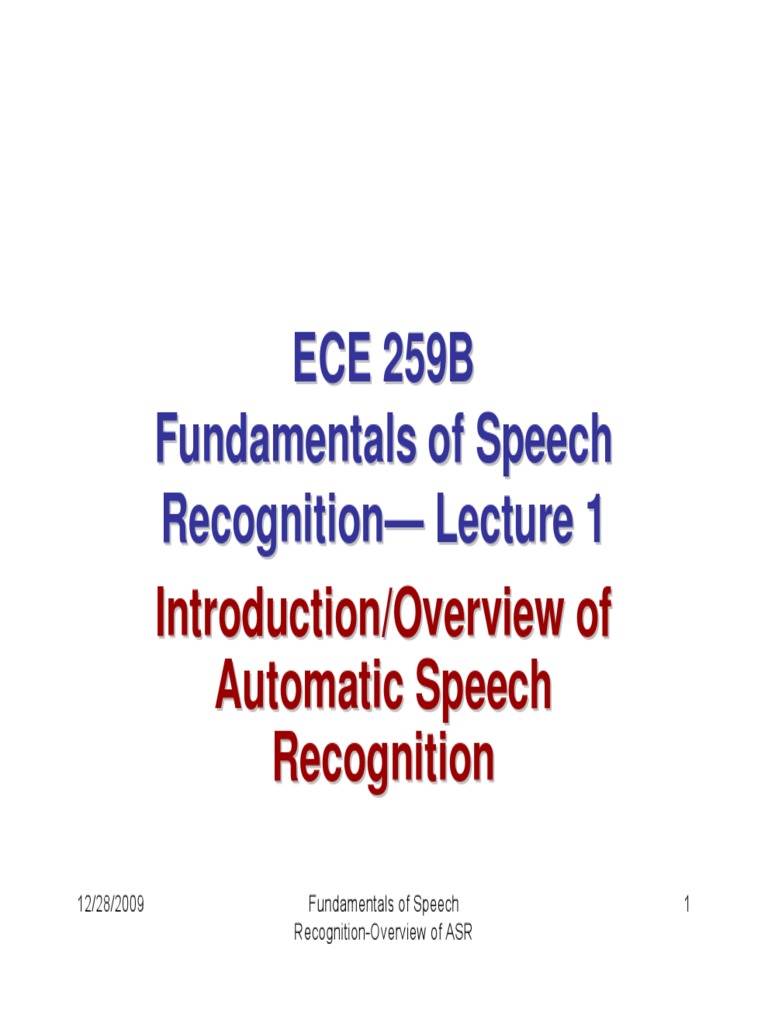Lectures 1 Rabiner Speech Processing | PDF | Speech Recognition | Speech Synthesis