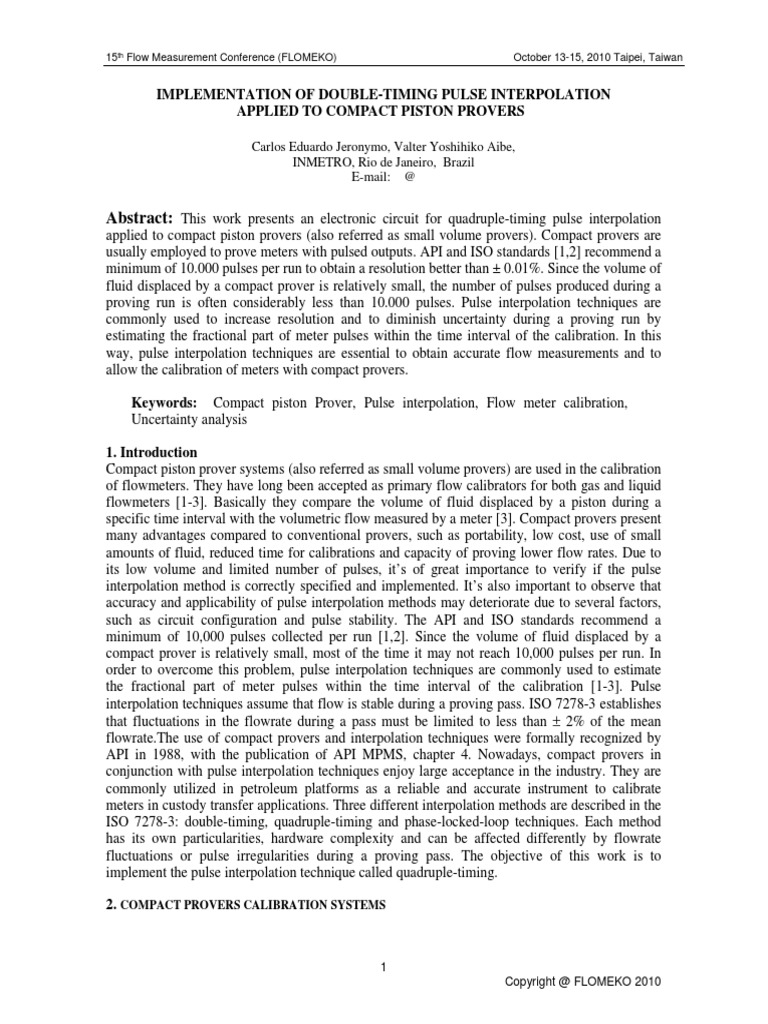 Piston - Prover - Quadruple - Timing - Pulse - Interpolation | PDF ...