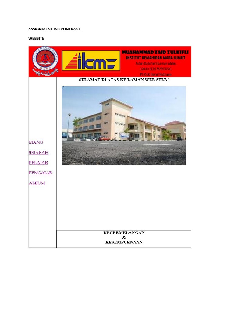 Assignment in Frontpage Website | PDF