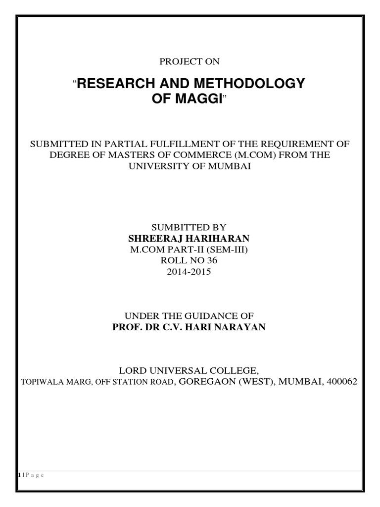 RM Project | PDF | Curry | Brand