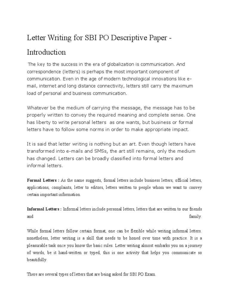 SBI PO :letter Writing | PDF | Communication