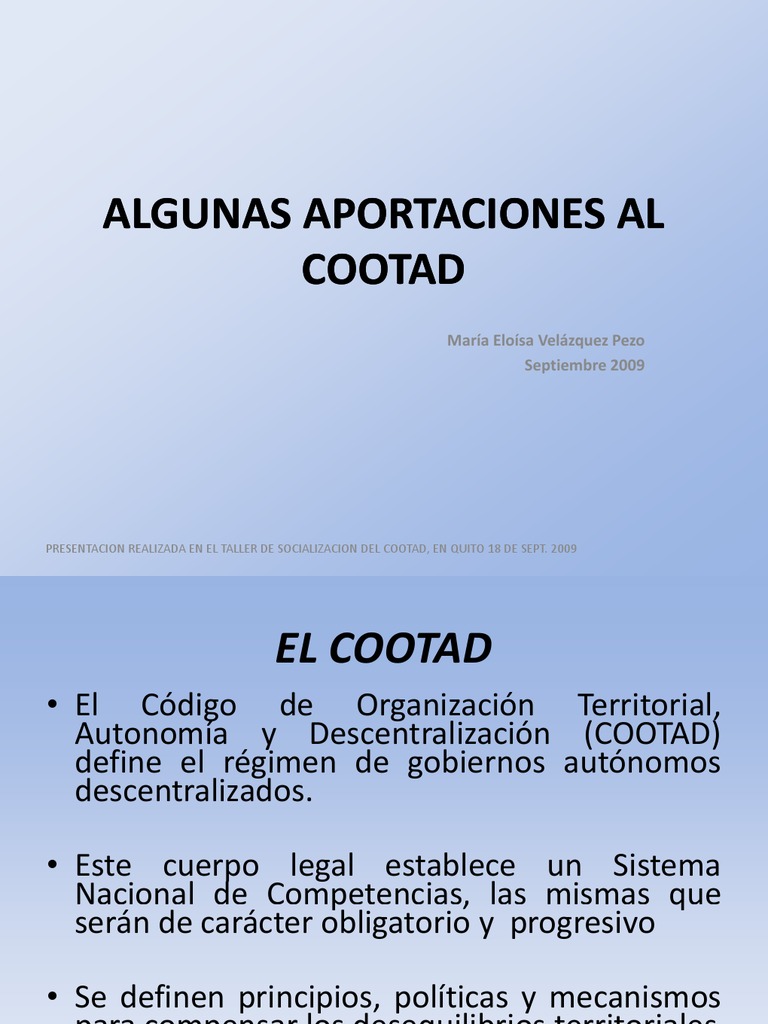 Aportaciones al COOTAD en Ecuador | PDF | Gobierno de españa ...
