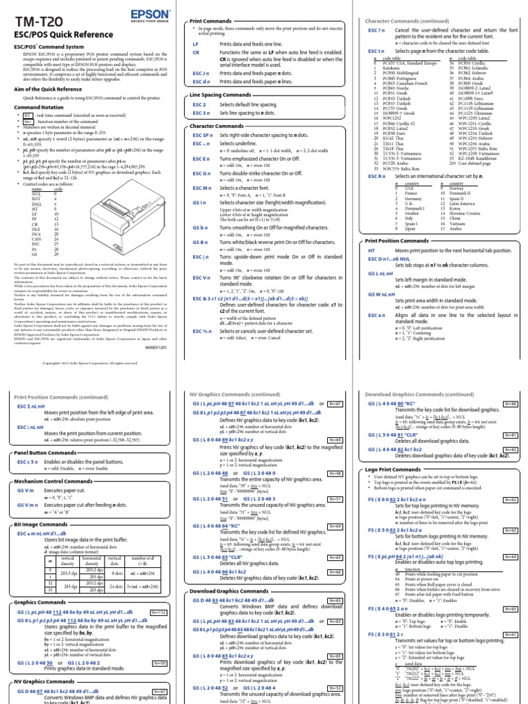 TM-T20 Eng QR 01 | PDF | Printer (Computing) | Encodings
