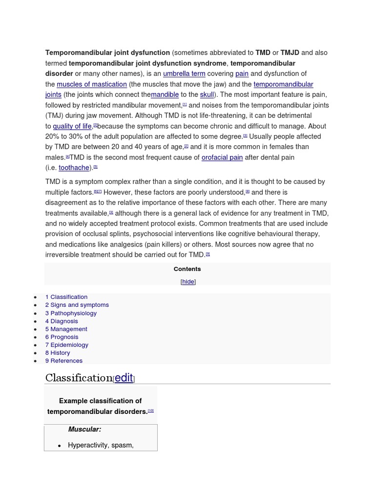 Temporomandibular Joint Dysfunction | PDF | Clinical Medicine | Medicine