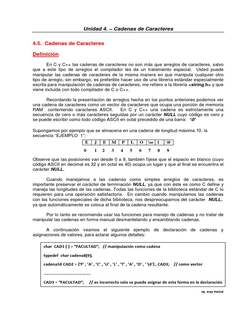 Cadenas de Caracteres en Lenguaje C | PDF | Comillas | C