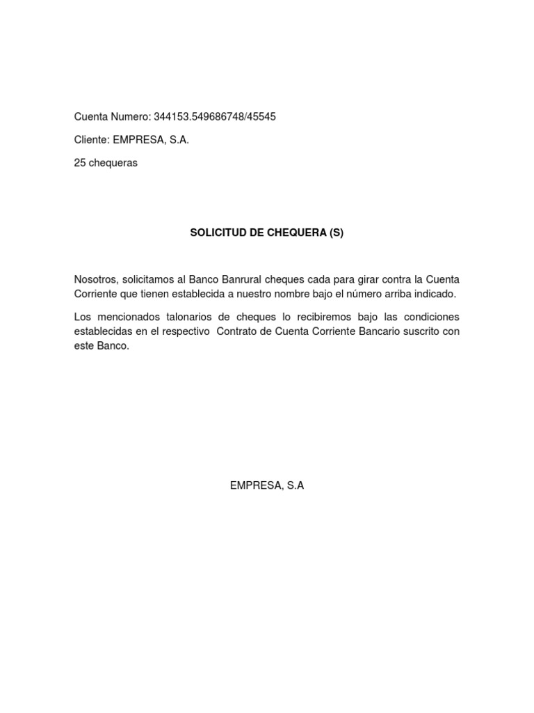 Solicitud de Chequeras Banrural | PDF | Finanzas y dinero