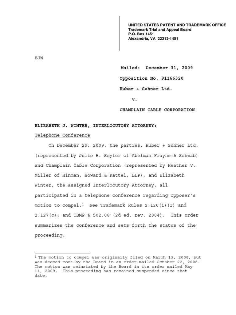 TTAB Ruling On Motion To Compel Discovery | PDF | Motion To Compel ...