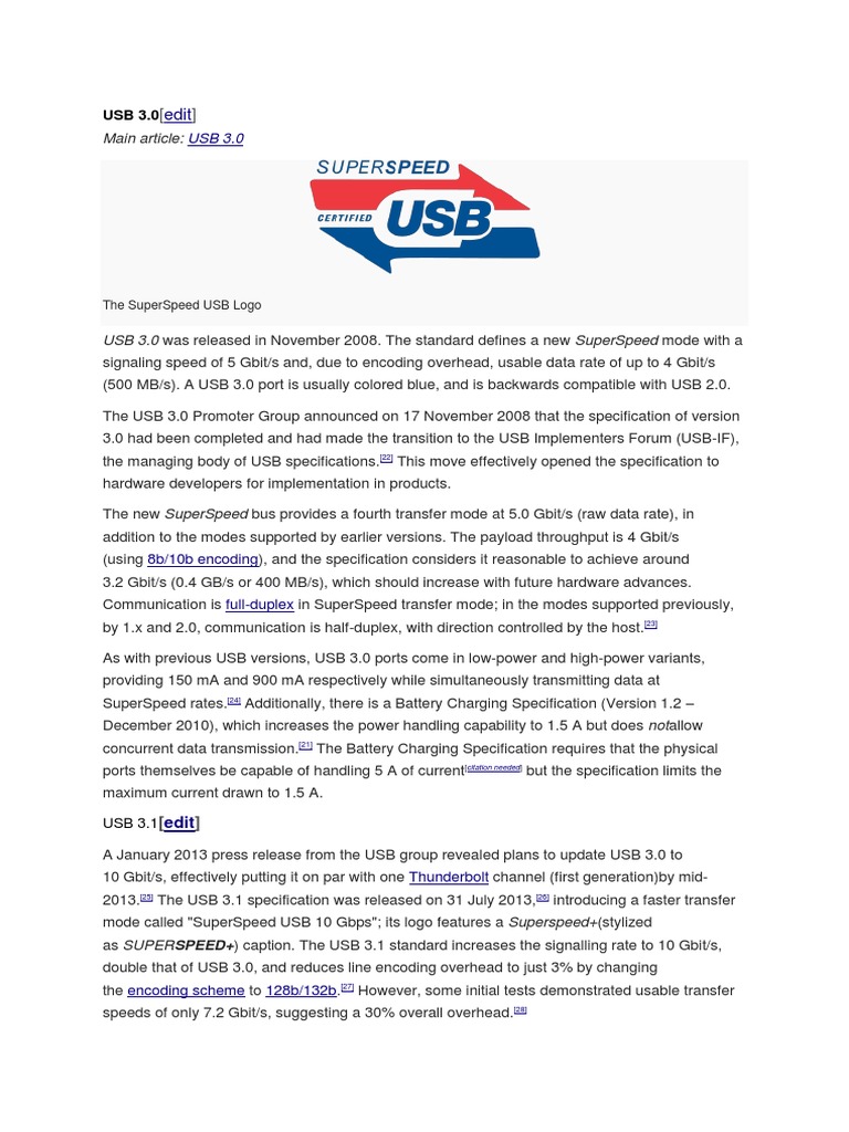 Main Article:: The Superspeed Usb Logo | PDF | Usb | Physical Layer ...