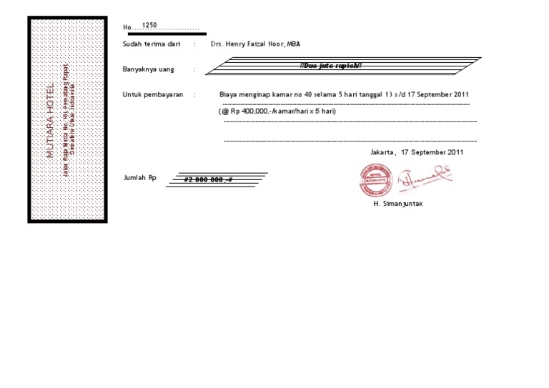 Contoh Bon Hotel | PDF