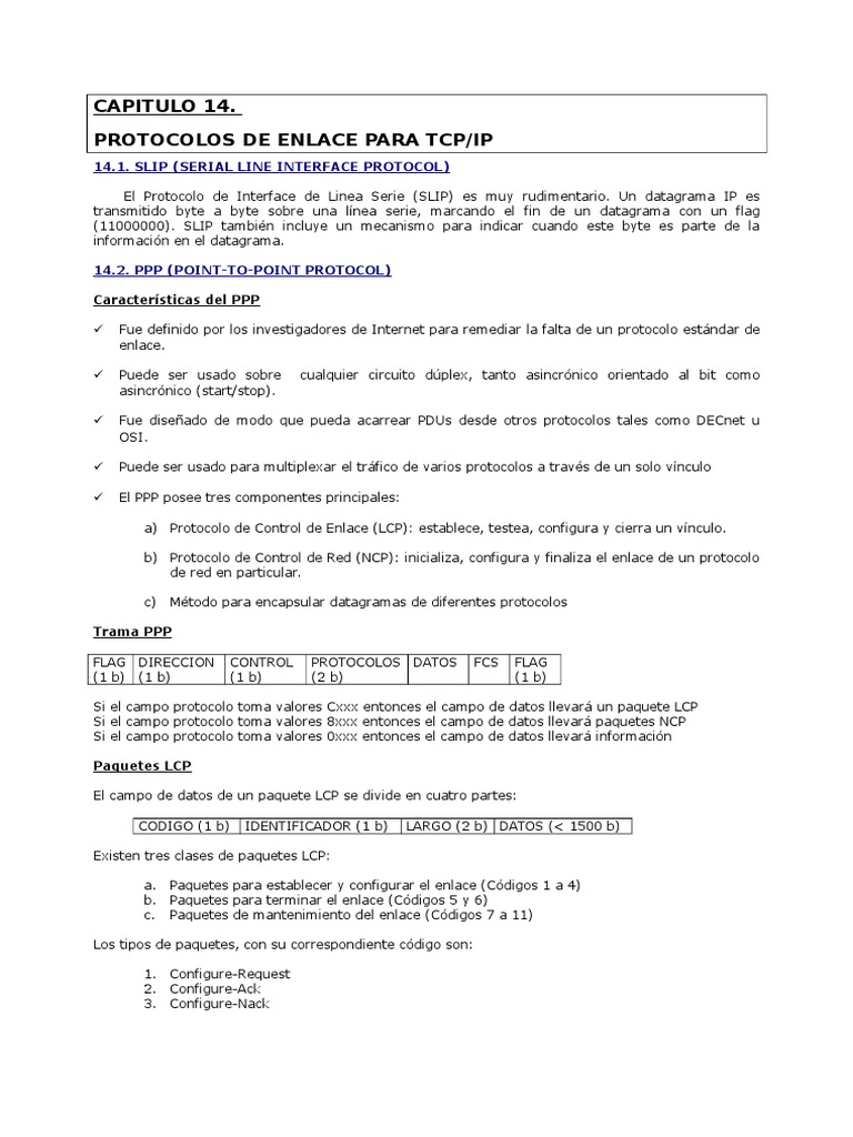 CAP 14. Protocolos de Enlace para TCP IP (PPP - SLIP) . | Descargar ...