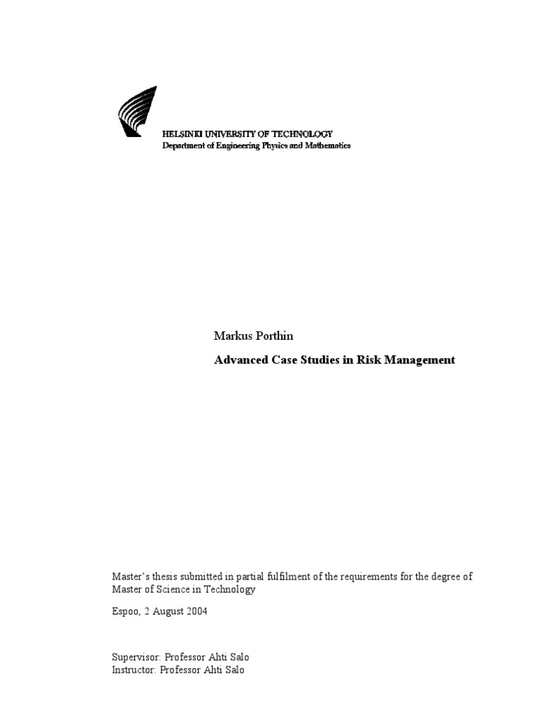Case Studies On Risk Management | PDF | Value At Risk | Risk