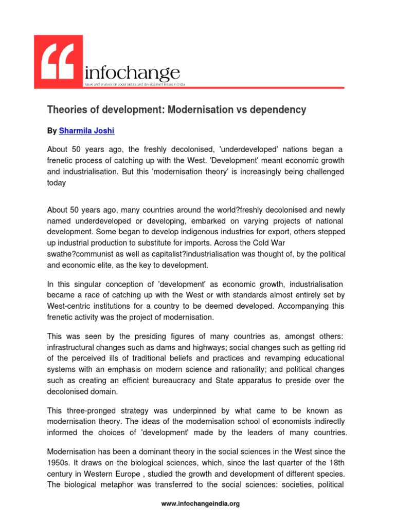 Dependency Vs Modernisation | PDF | Modernization Theory | Third World