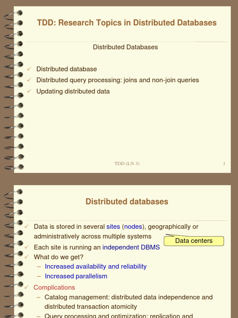 TDD: Research Topics in Distributed Databases | PDF | Replication (Computing) | Databases