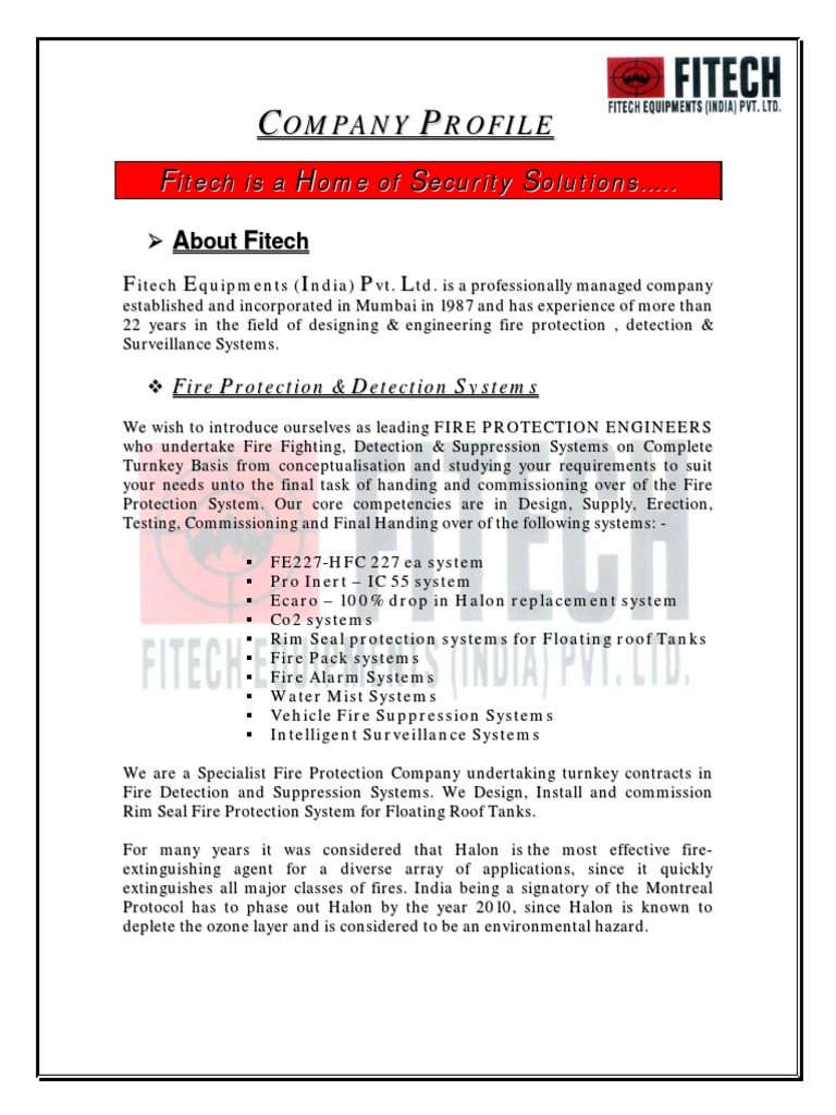 Fitech Company Profile PDF | PDF | Surveillance | Firefighting