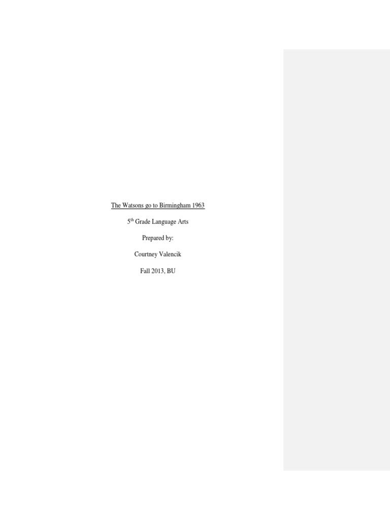 Teaching The Watsons Go to Birmingham | PDF | Educational Assessment ...