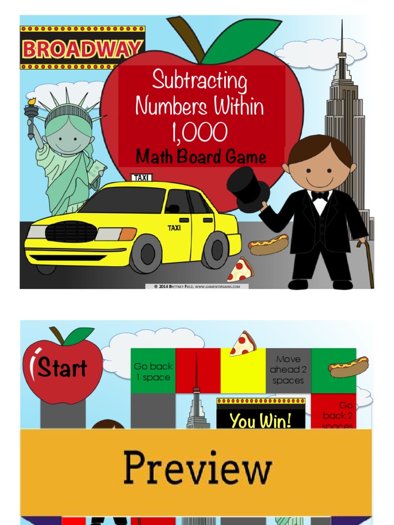 Subtraction Within 1000 Board Game Preview | PDF | Leisure | Sports