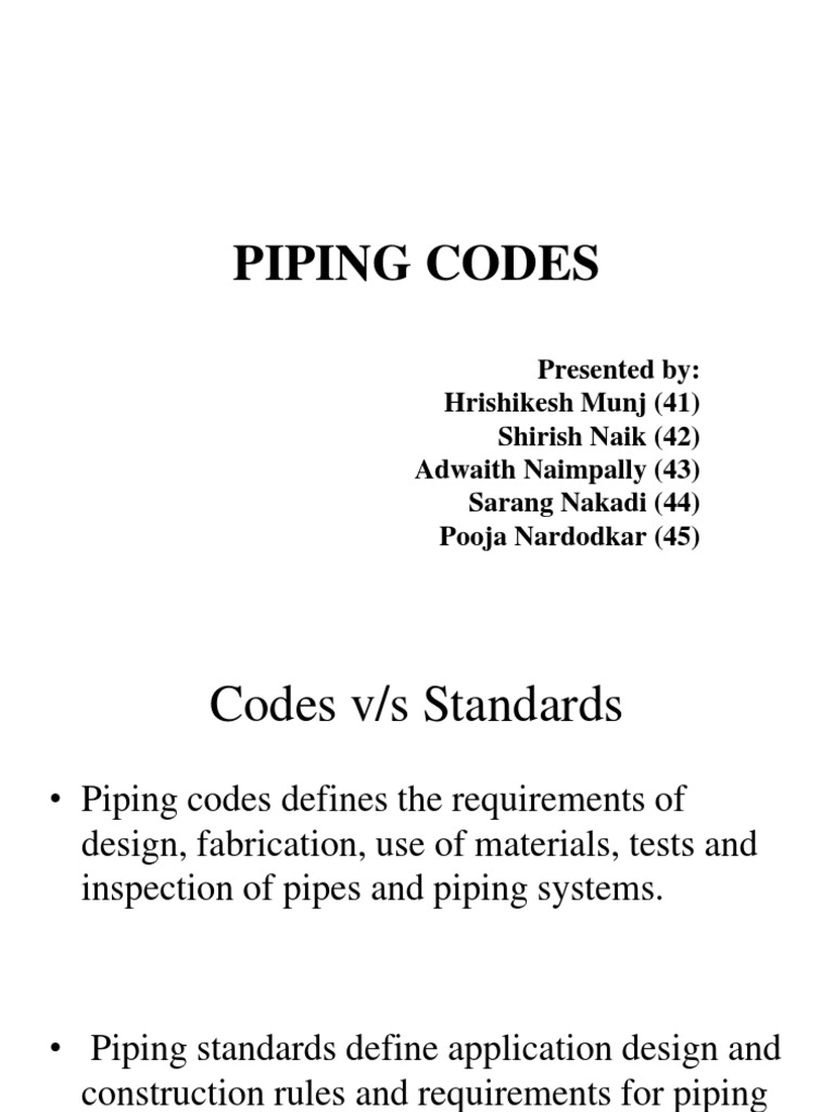 Overview of Piping Codes and Standards | PDF | Pipe (Fluid Conveyance ...