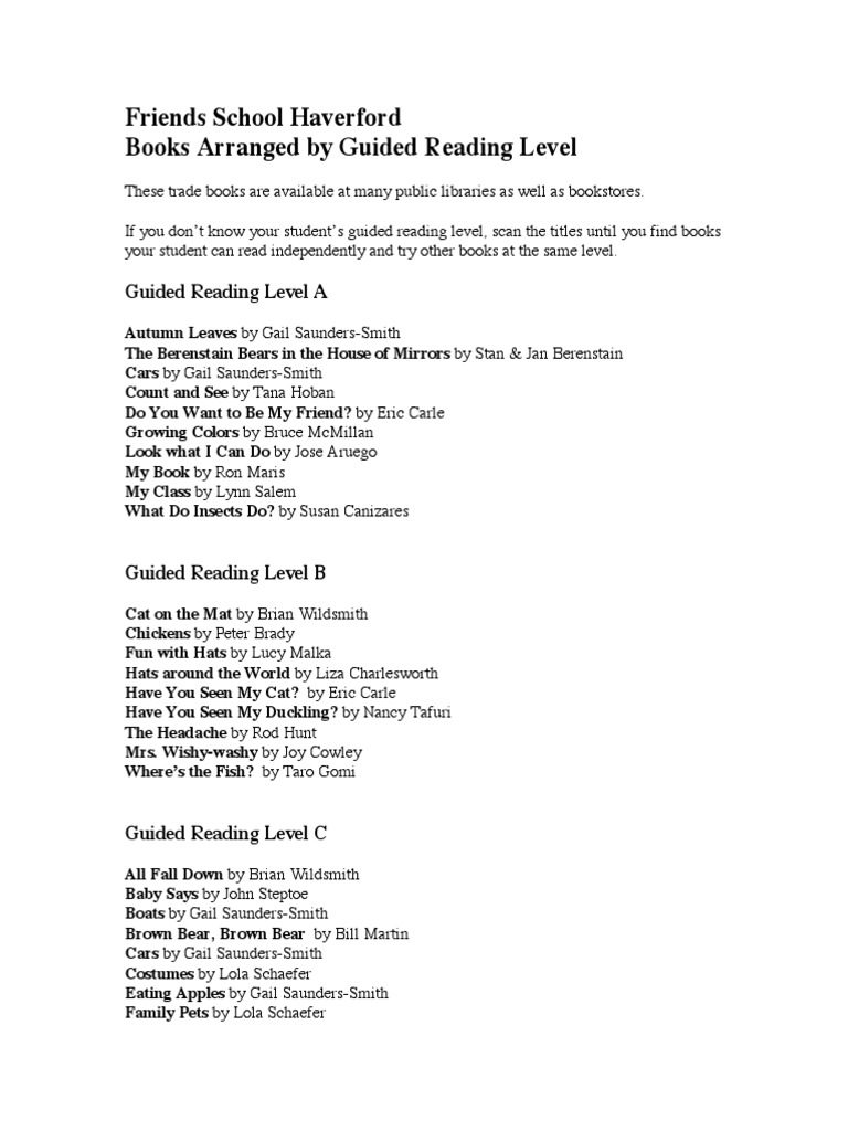 Guided Reading Level | PDF | Children's Literature