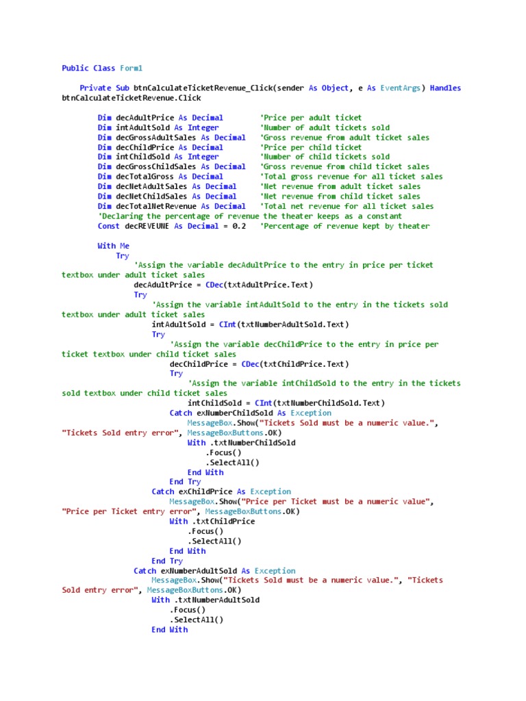 Theater Revenue | Areas Of Computer Science | Computer Programming