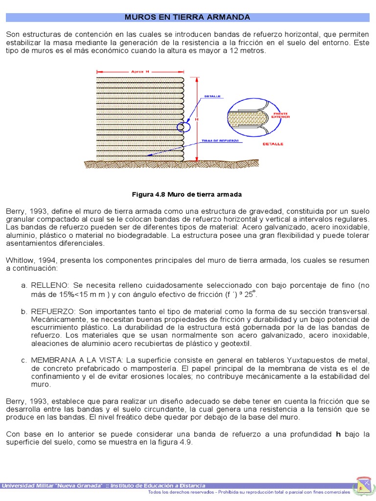 Muros de Tierra Armada: Diseño y Componentes | PDF | Acero | Suelo
