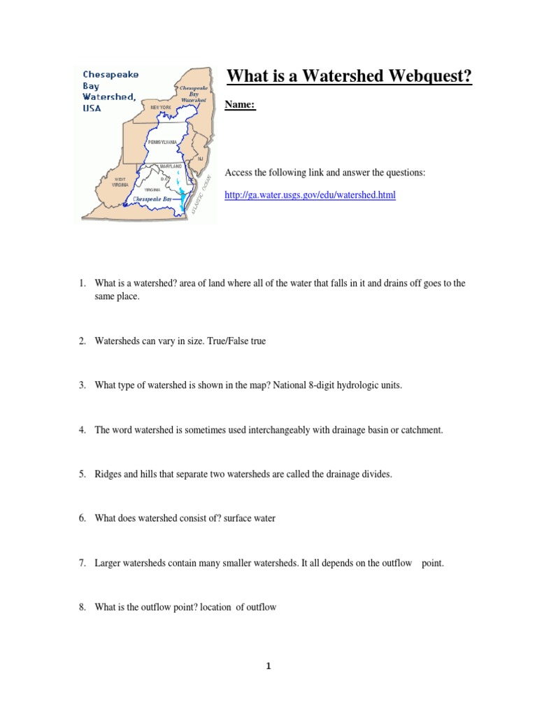 Watershed and Water Cycle Webquest | PDF | Drainage Basin | Water Cycle
