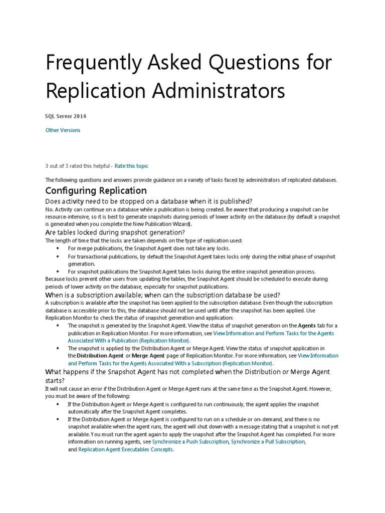 Replication Important Interview Qus & Ans | PDF | Microsoft Sql Server ... Replication Important Interview Qus & Ans | PDF | Microsoft Sql Server ...