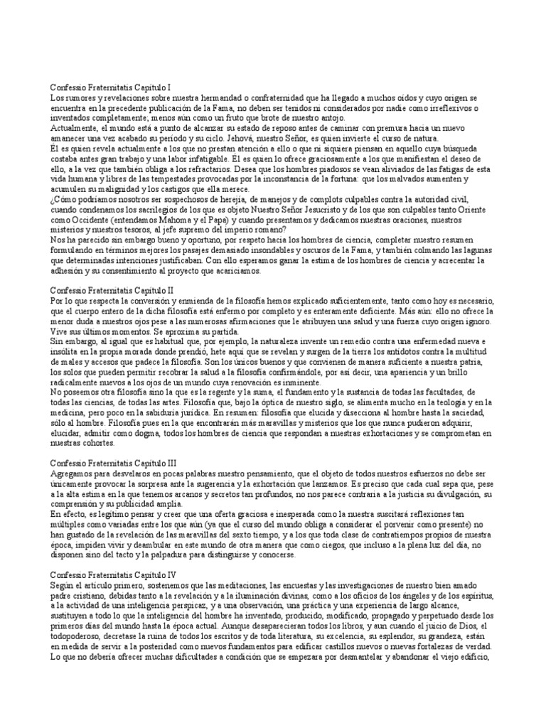 Confessio Fraternitatis - Rosacruces | PDF