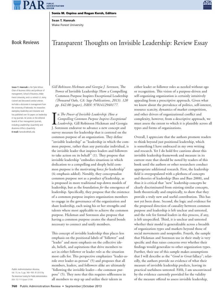 The Power of Invisible Leadership How A Compelling Common Purpose ...