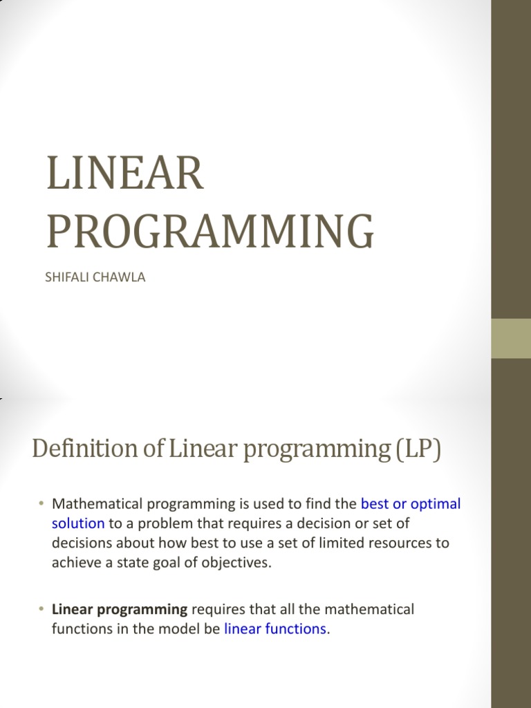 Linear Programming Problem | PDF | Mathematical Optimization | Loss Function