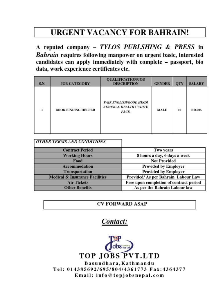 Job Openings in Bahrain | PDF | Career & Growth
