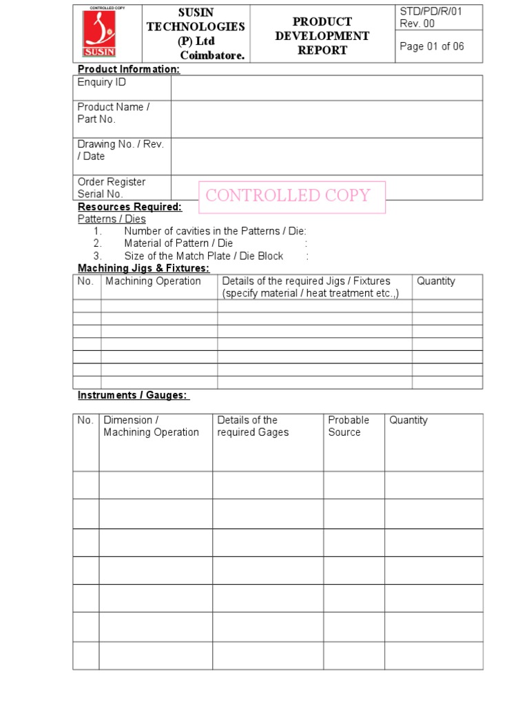 STD PD R 01 Product Development Report | PDF | Machining | Industries