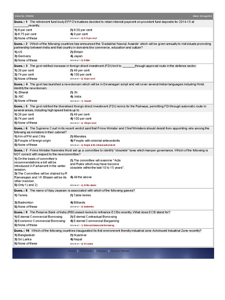 Analysis of a Practice Test Containing Current Events Questions on ...