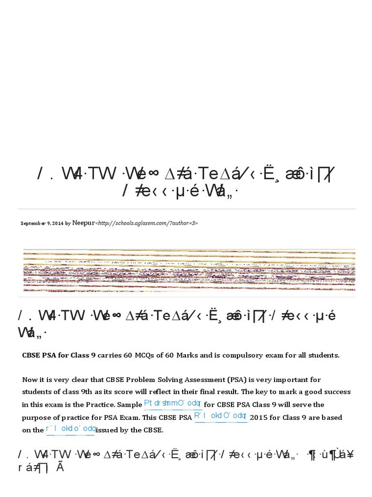 CBSE PSA Sample Papers 2015 For Class 9 - Set A | Download Free PDF ...