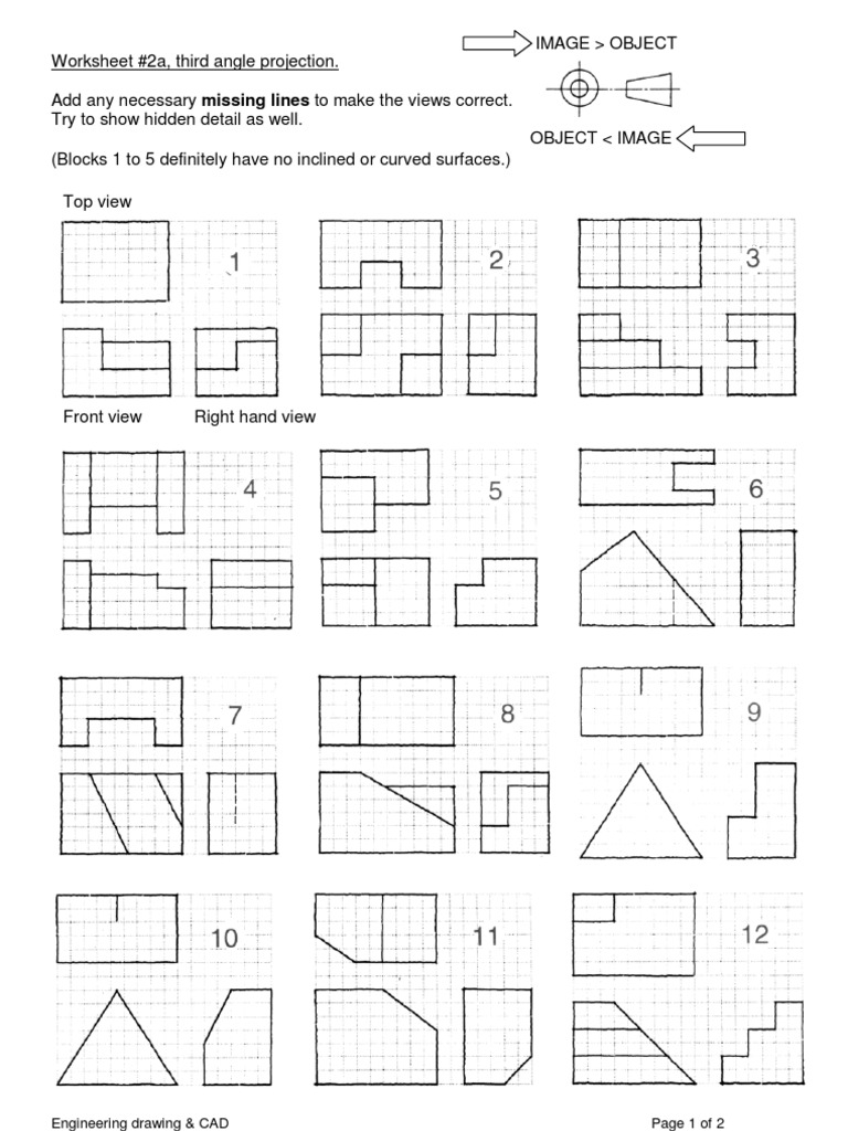 Third Angle Orthographic Projection Worksheet | PDF