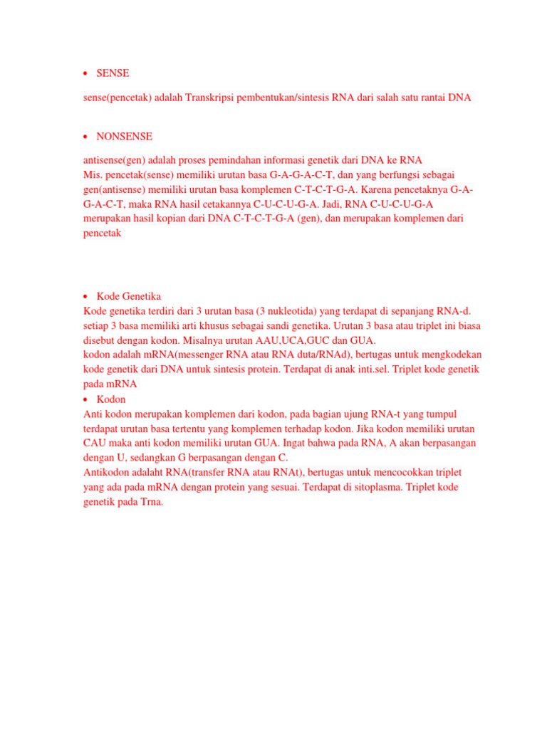SENSE, Nonsense, Kodon Anti Kodon | PDF