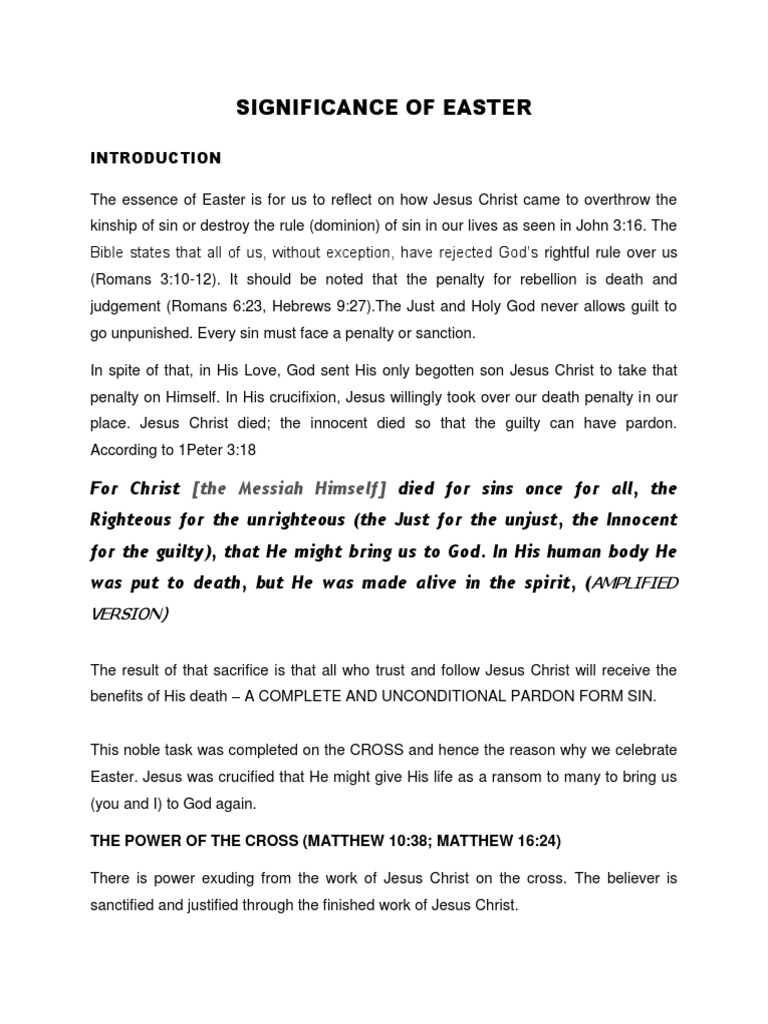 Significance of Easter | PDF | Jesus | Religious Belief And Doctrine
