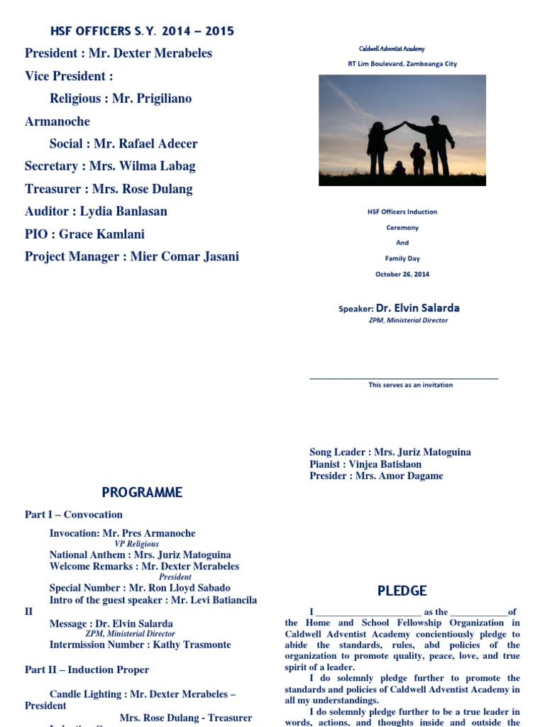 HSF Officers Induction Ceremony 2014 | PDF | Social Science | Religion ...