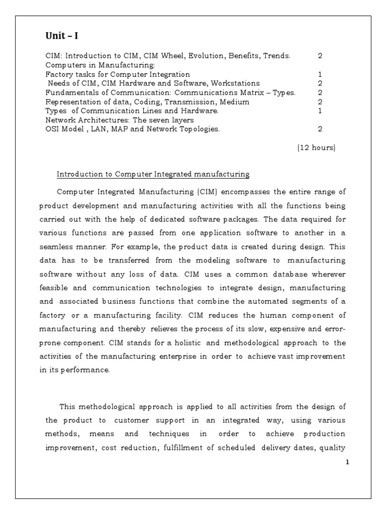 Computer Integrated Manufacturing | PDF | Network Topology | Osi Model