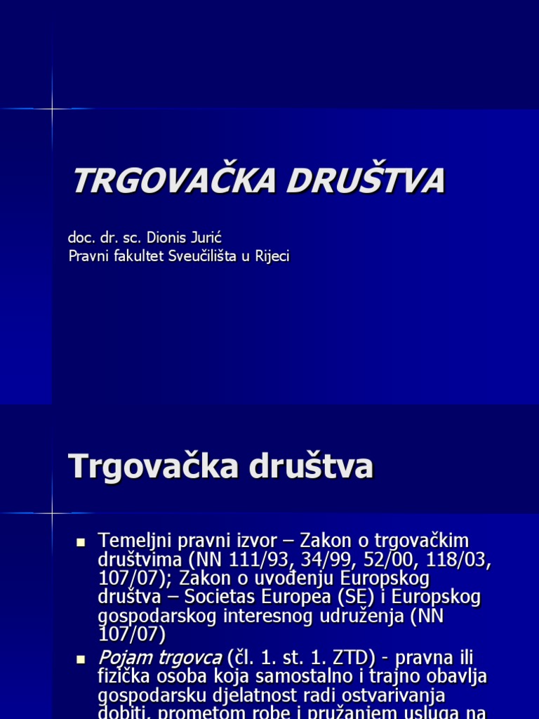 03 Trgovačko Pravo - Društva. | PDF