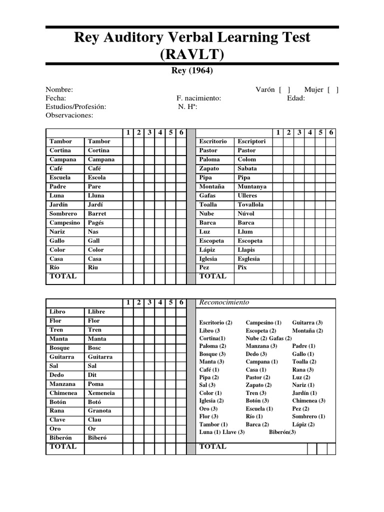 Test Rey Auditivo | PDF