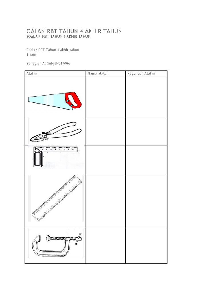 Soalan RBT Tahun 4 Akhir Tahun | PDF | Metode & Bahan Ajar | Griya & Taman