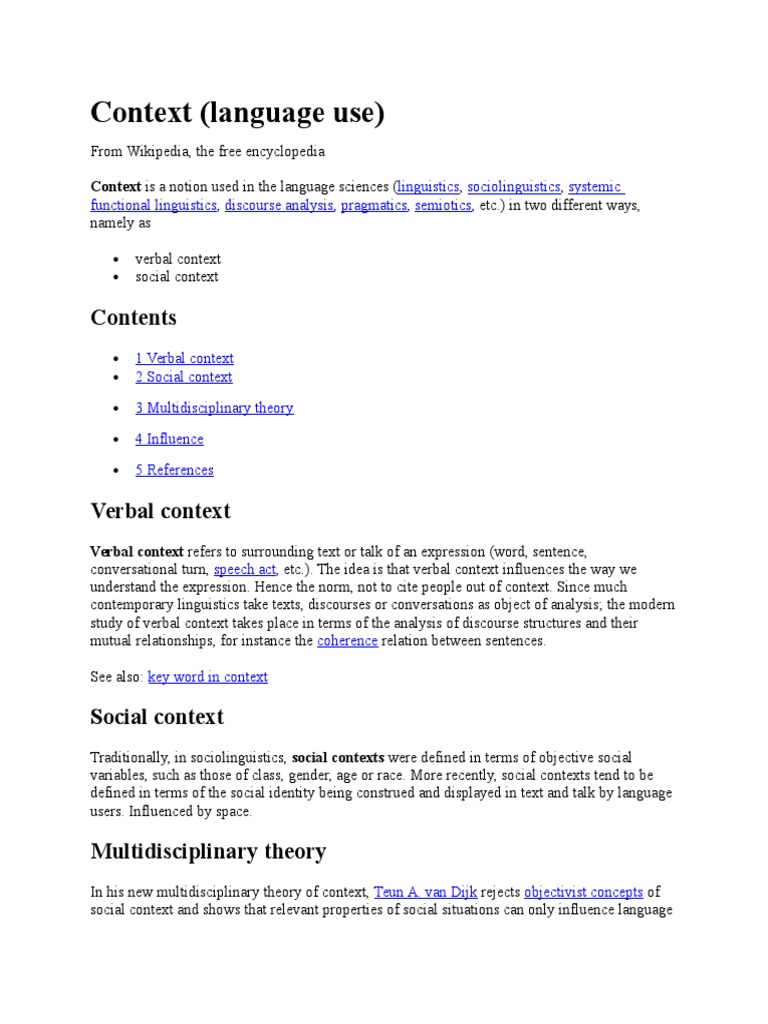 Context Approach | PDF | Context (Language Use) | Learning Theory (Education)