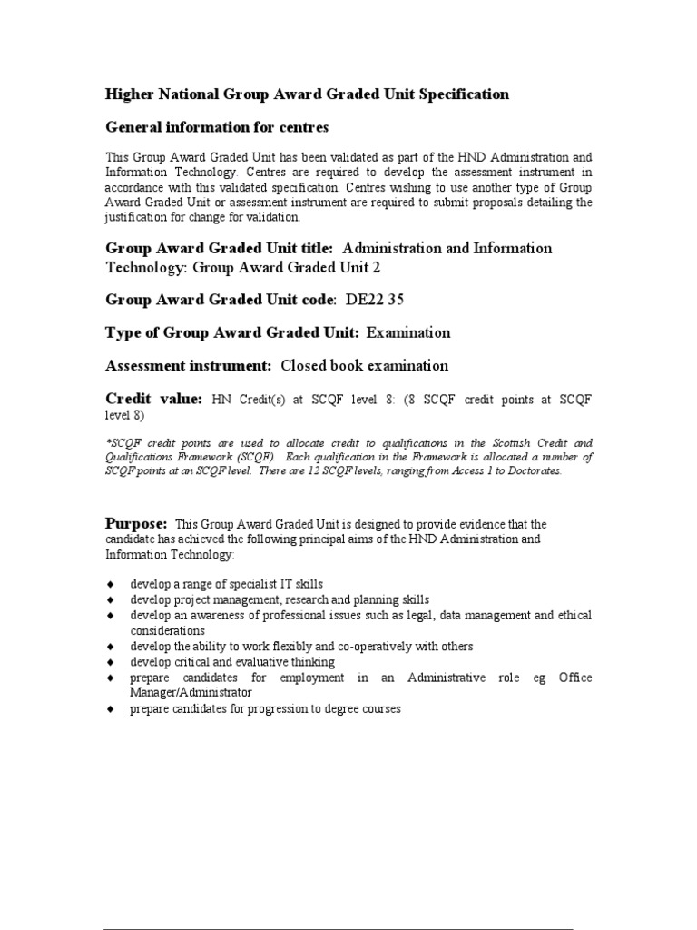 Support Notes For HND Administration and Information Technology | PDF ...